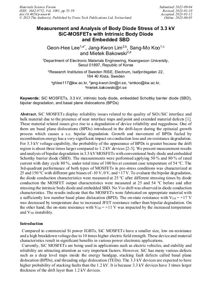 Measurement and Analysis of Body Diode Stress of 3.3 kV Sic-Mosfets ...