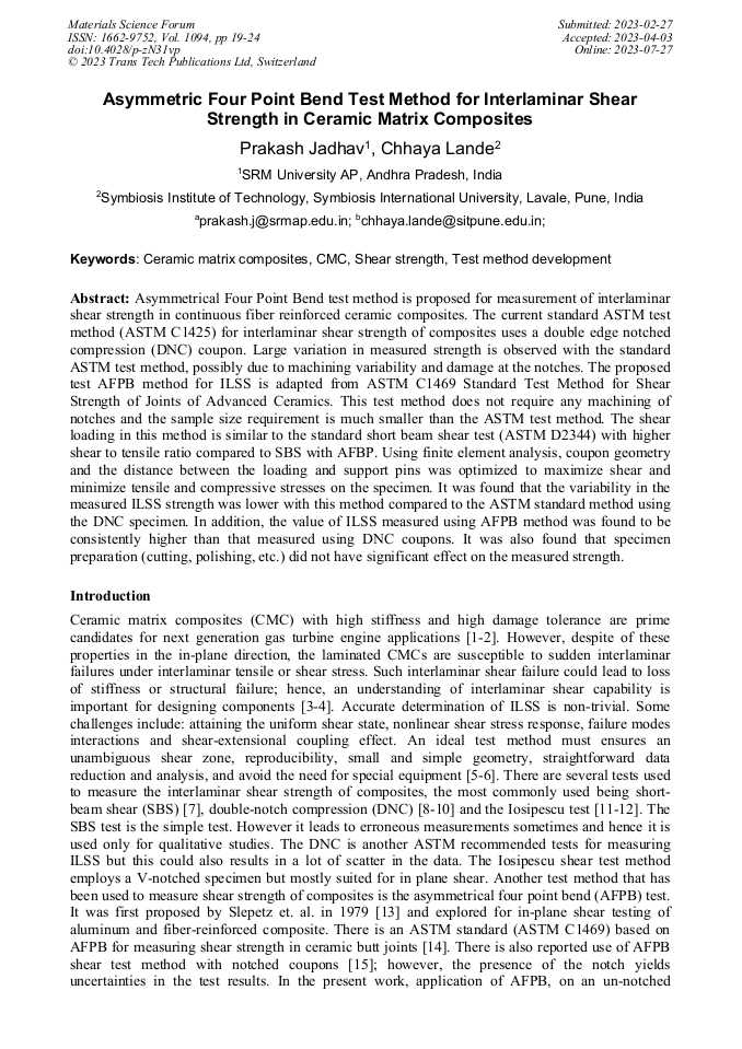 Asymmetric Four Point Bend Test Method for Interlaminar Shear Strength ...