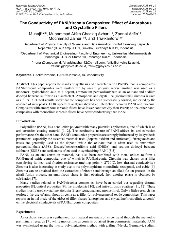 The Conductivity of PANI/Zirconia Composites: Effect of Amorphous and ...