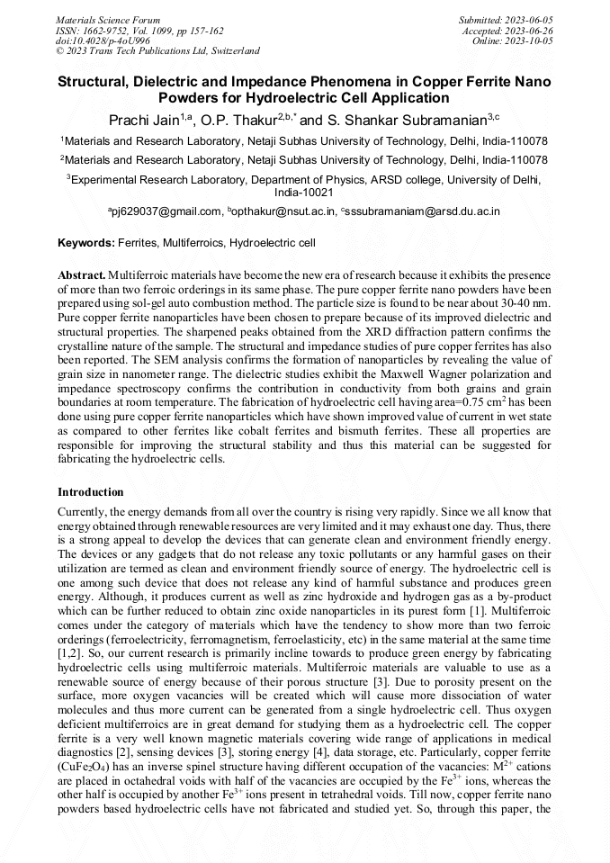 Structural, Dielectric and Impedance Phenomena in Copper Ferrite Nano ...