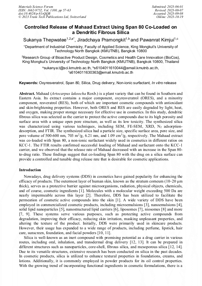 Controlled Release of Mahaad Extract Using Span 80 Co-Loaded on a ...