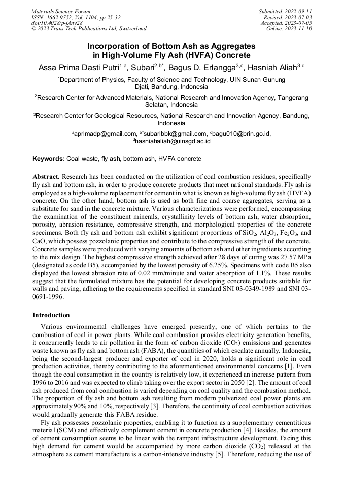Incorporation of Bottom Ash as Aggregates in High-Volume Fly Ash (HVFA ...