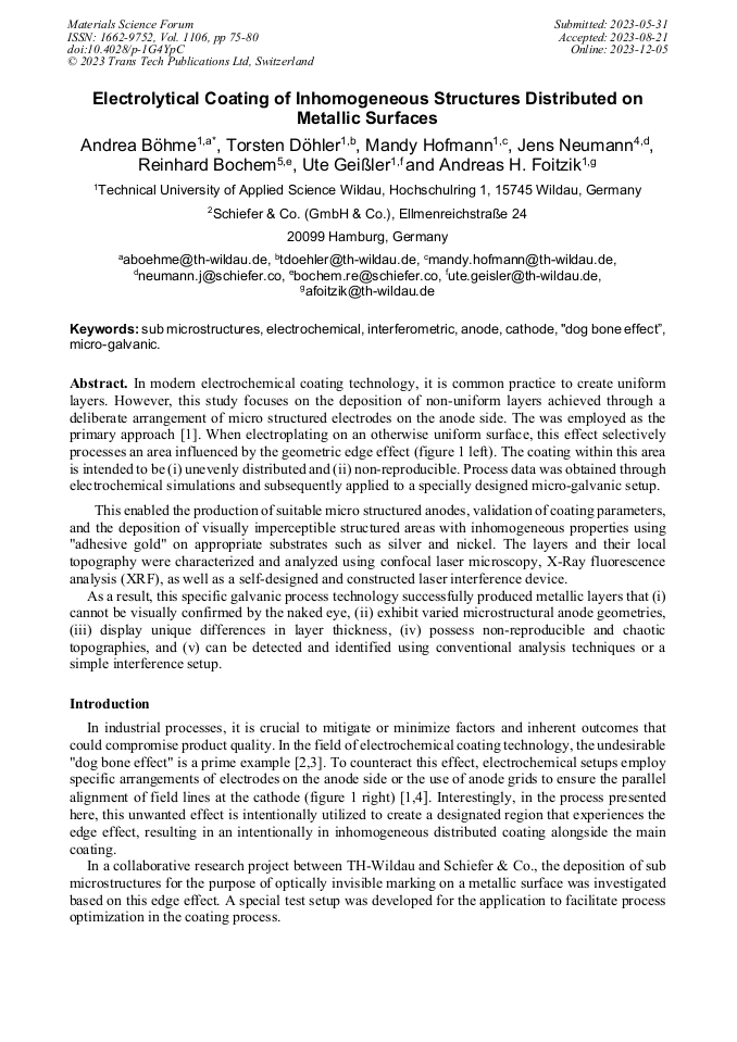 Electrolytical Coating of Inhomogeneous Structures Distributed on ...