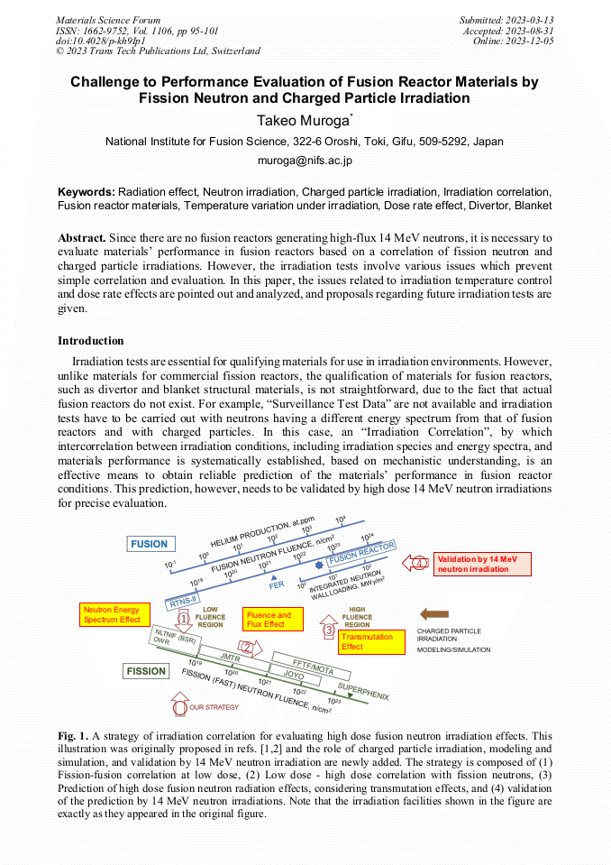 Challenge to Performance Evaluation of Fusion Reactor Materials by ...