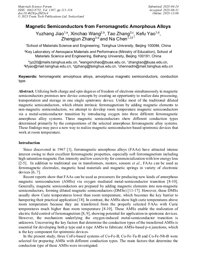 Magnetic Semiconductors from Ferromagnetic Amorphous Alloys ...