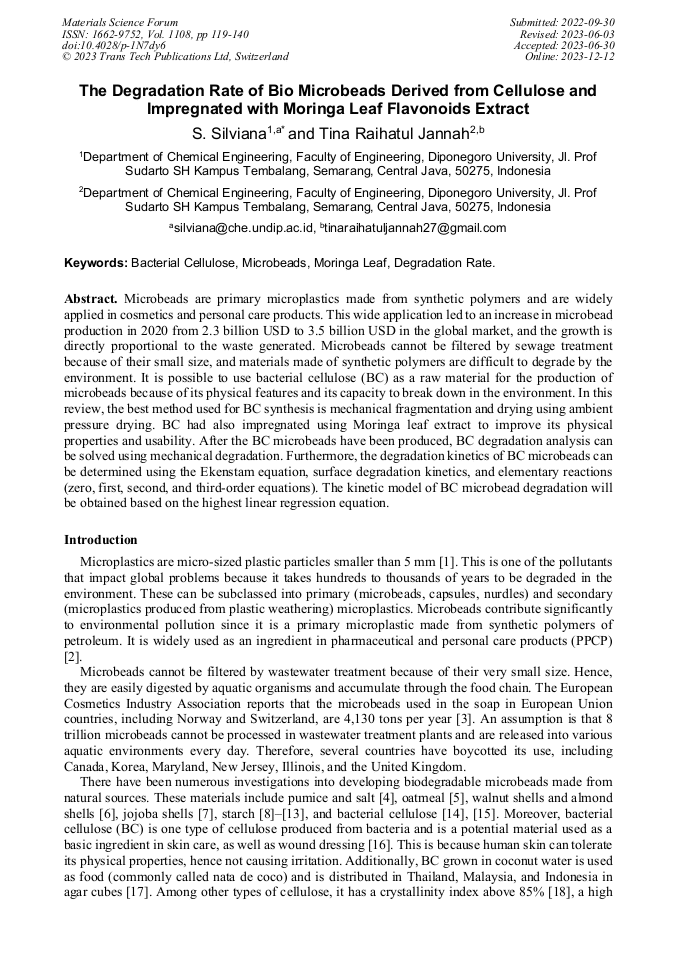 The Degradation Rate of Bio Microbeads Derived from Cellulose and ...