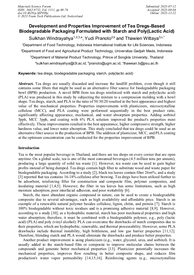 Development and Properties Improvement of Tea Dregs-Based Biodegradable ...
