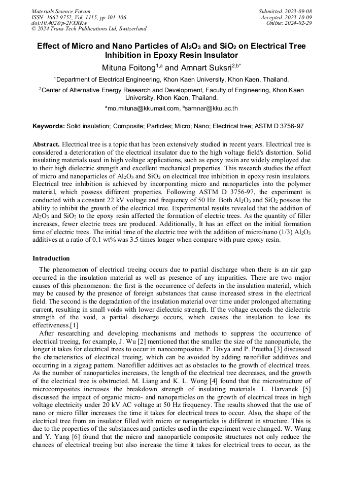 Effect of Micro and Nano Particles of Al2O3 and SiO2 on Electrical Tree ...