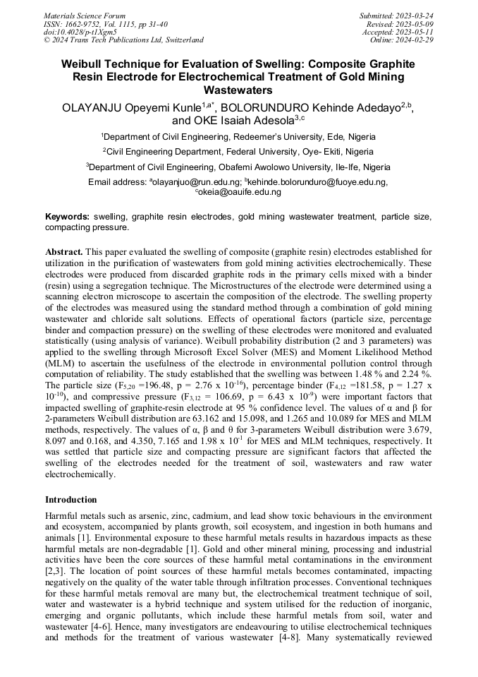Weibull Technique for Evaluation of Swelling: Composite Graphite Resin ...