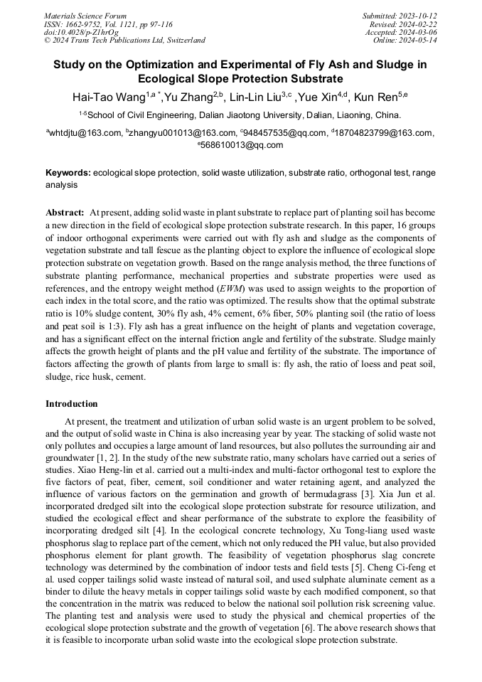 Study on the Optimization and Experimental of Fly Ash and Sludge in ...