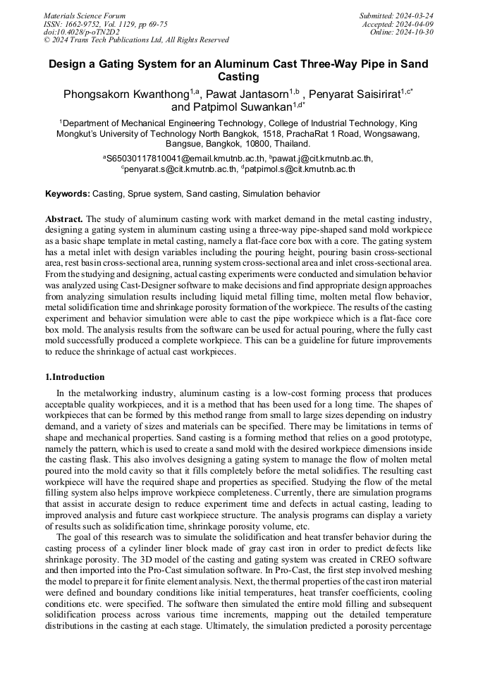 Design a Gating System for an Aluminum Cast Three-Way Pipe in Sand ...