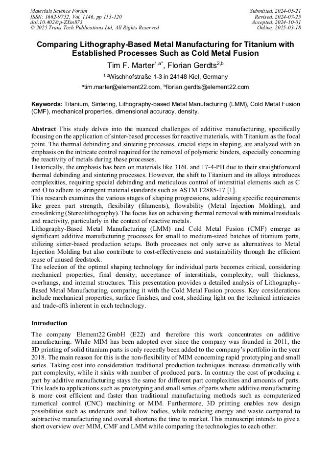 Comparing Lithography-Based Metal Manufacturing for Titanium with ...