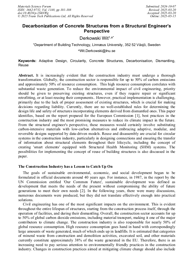 Decarbonization of Concrete Structures from a Structural Engineer’s ...