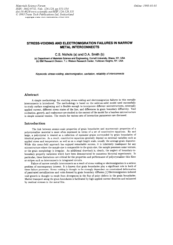 Stress-Voiding and Electromigration Failures in Narrow Metal ...
