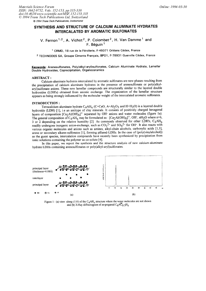 Synthesis and Structure of Calcium Aluminate Hydrates Intercalated by ...
