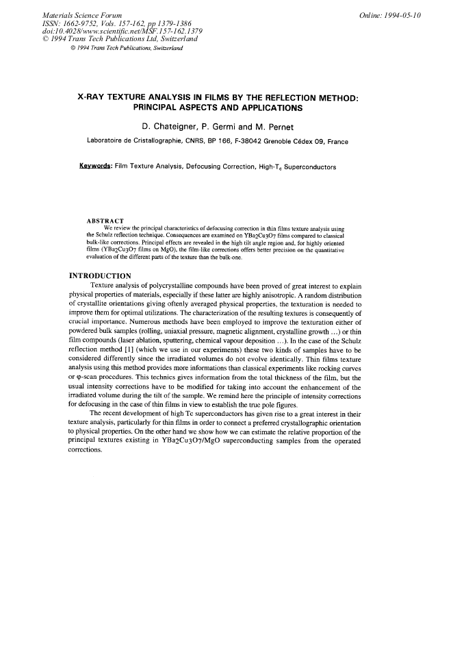X-Ray Texture Analysis in Films by the Reflection Method: Principal ...