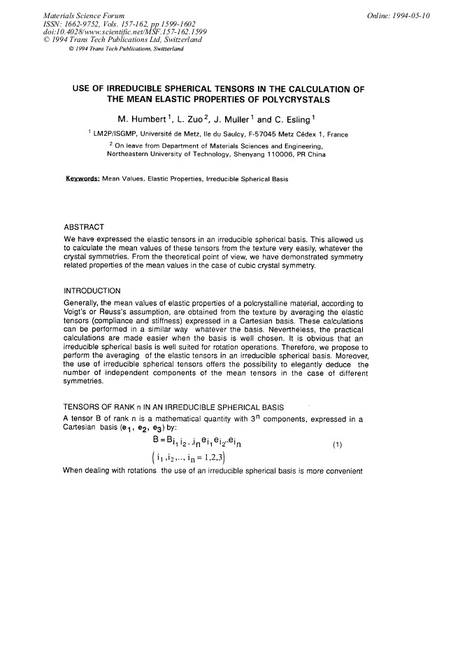 Use of Irreducible Spherical Tensors in the Calculation of the Mean ...