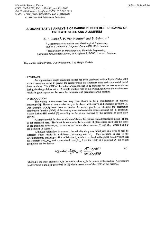 A Quantitative Analysis of Earing during Deep Drawing of Tin Plate ...