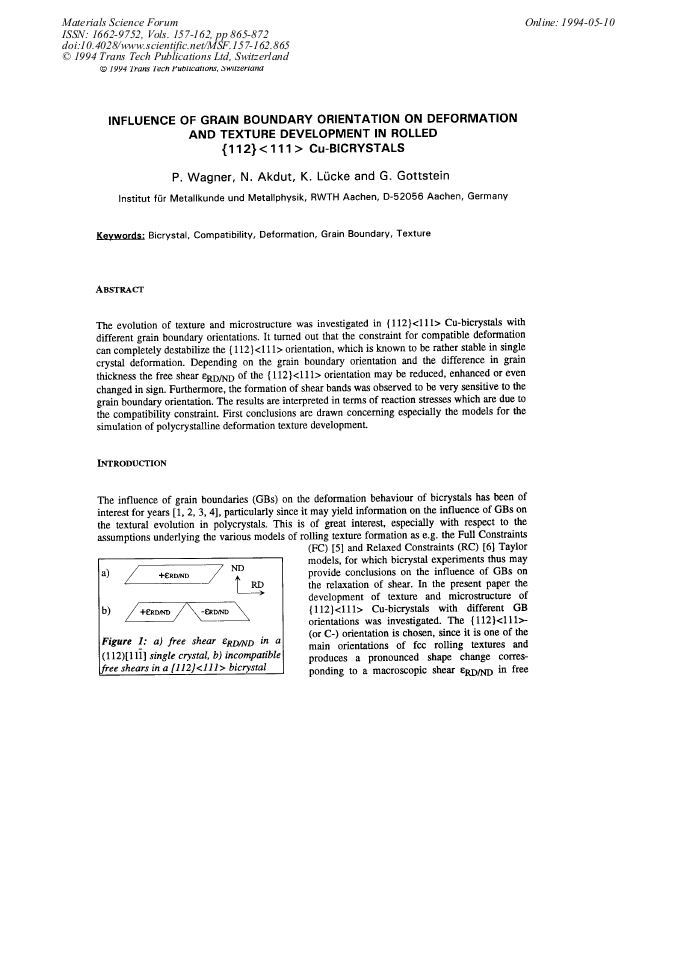 Influence of Grain Boundary Orientation on Deformation and Texture ...