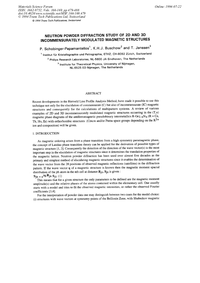 Neutron Powder Diffraction Study of 2D and 3D Incommensurately ...