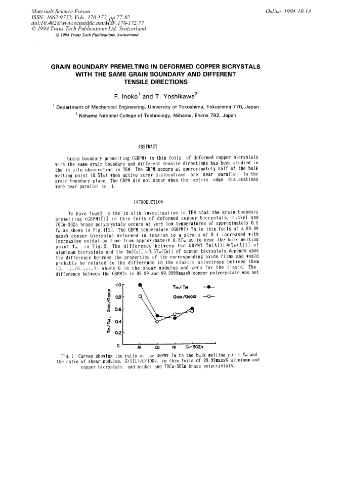 Grain Boundary Premelting in Deformed Copper Bicrystals with the Same ...