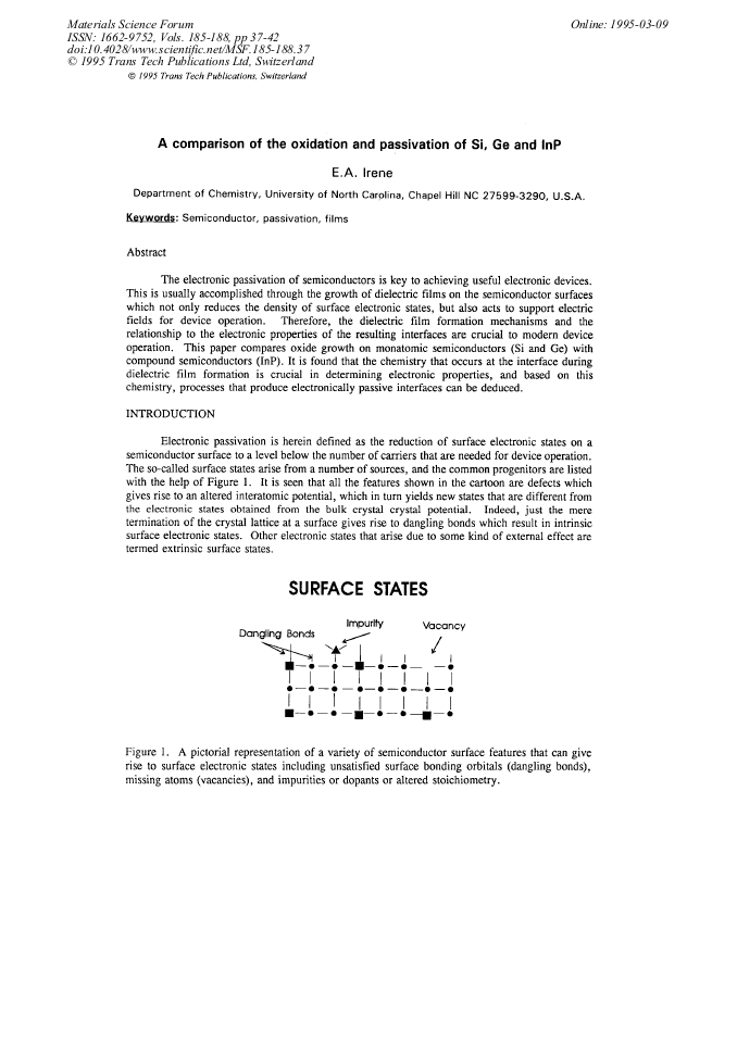 A comparison of the Oxidation and Passivation of Si, Ge and InP ...