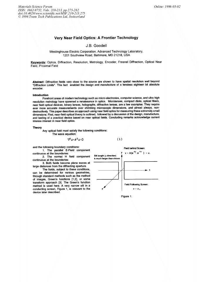 Very Near Field Optics: A Frontier Technology | Scientific.Net