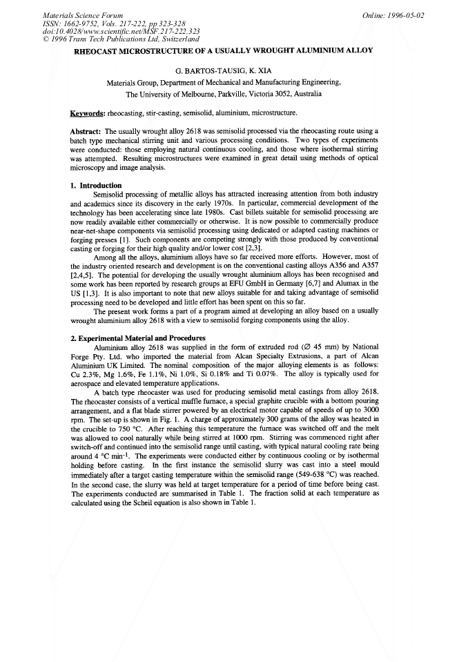 Rheocast Microstructure of a Usually Wrought Aluminium Alloy ...