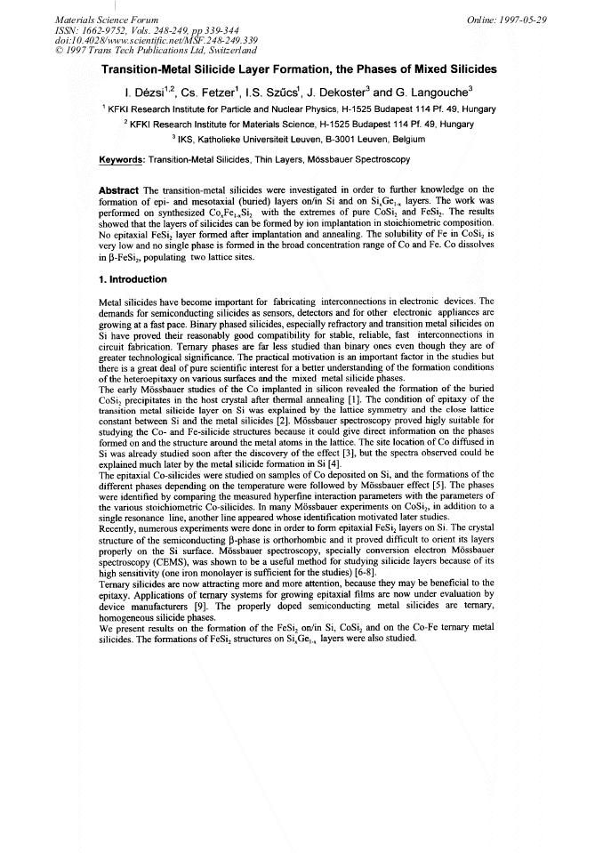 Transition-Metal Silicide Layer Formation, the Phases of Mixed ...