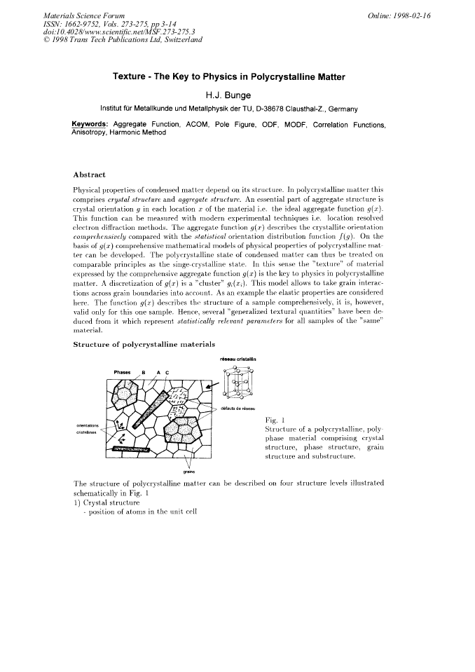 Texture - The Key to Physics in Polycrystalline Matter | Scientific.Net