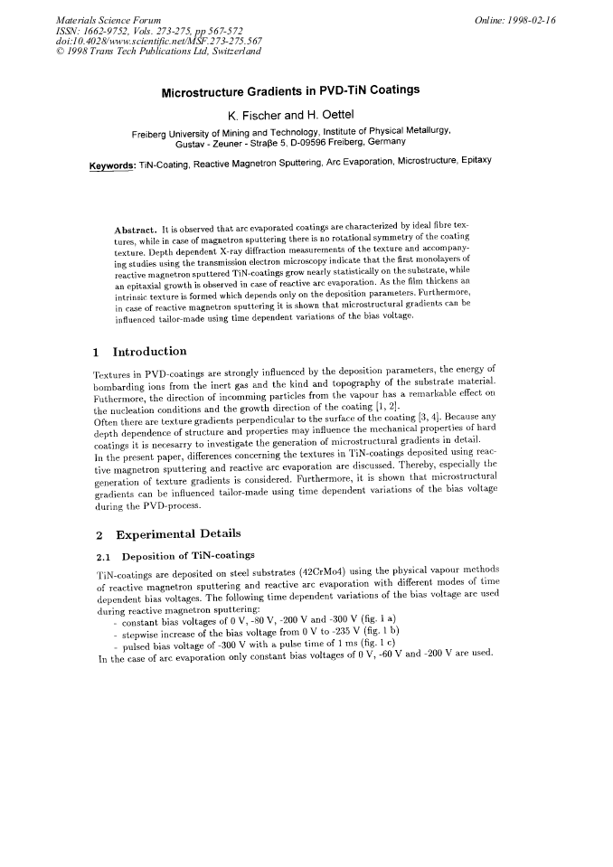 Microstructure Gradients in PVD-TiN Coatings | Scientific.Net