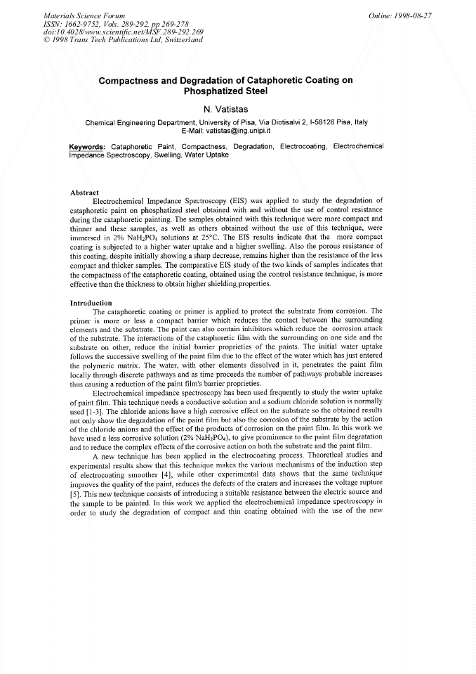 Compactness and Degradation of Cataphoretic Coating on Phosphatized ...