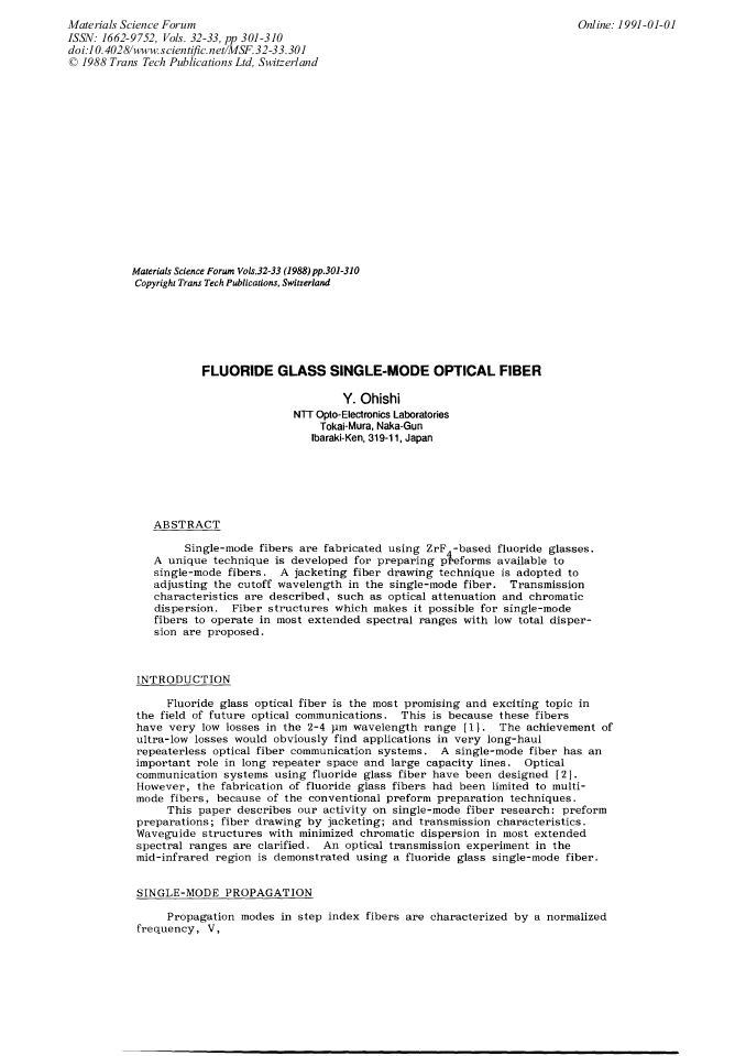 Fluoride Glass Single-Mode Optical Fiber | Scientific.Net