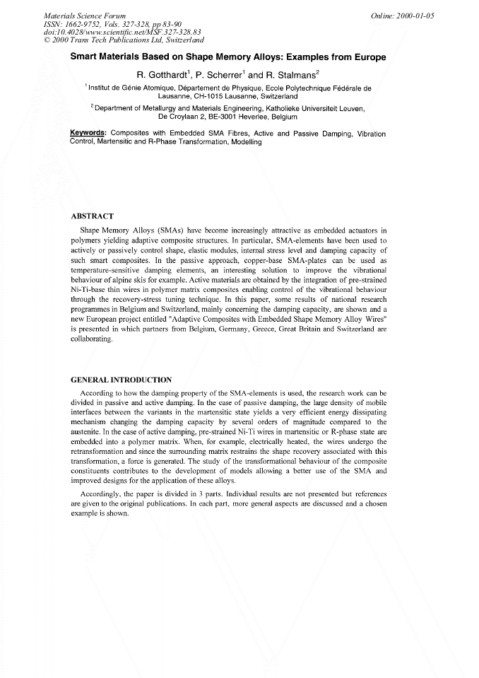 Smart Materials Based on Shape Memory Alloys: Examples from Europe ...