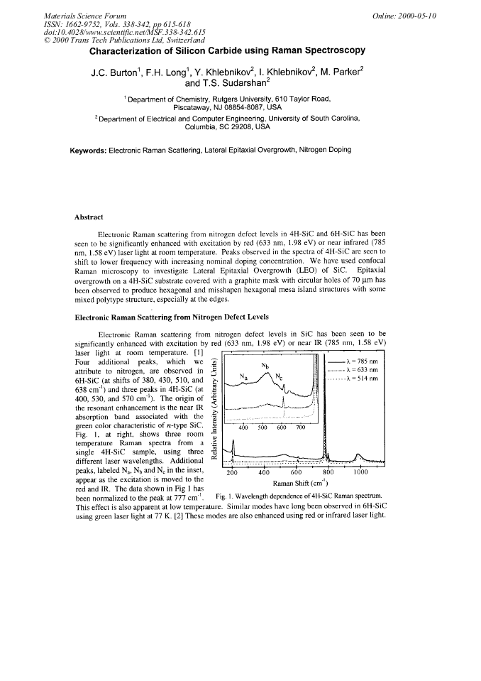 Characterization of Silicon Carbide using Raman Spectroscopy ...