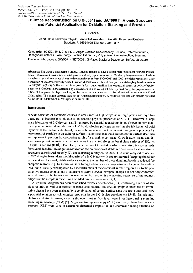 Surface Reconstruction on SiC(0001) and SiC(000-1): Atomic Structure ...