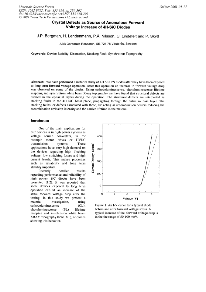 Crystal Defects as Source of Anomalous Forward Voltage Increase of 4H ...