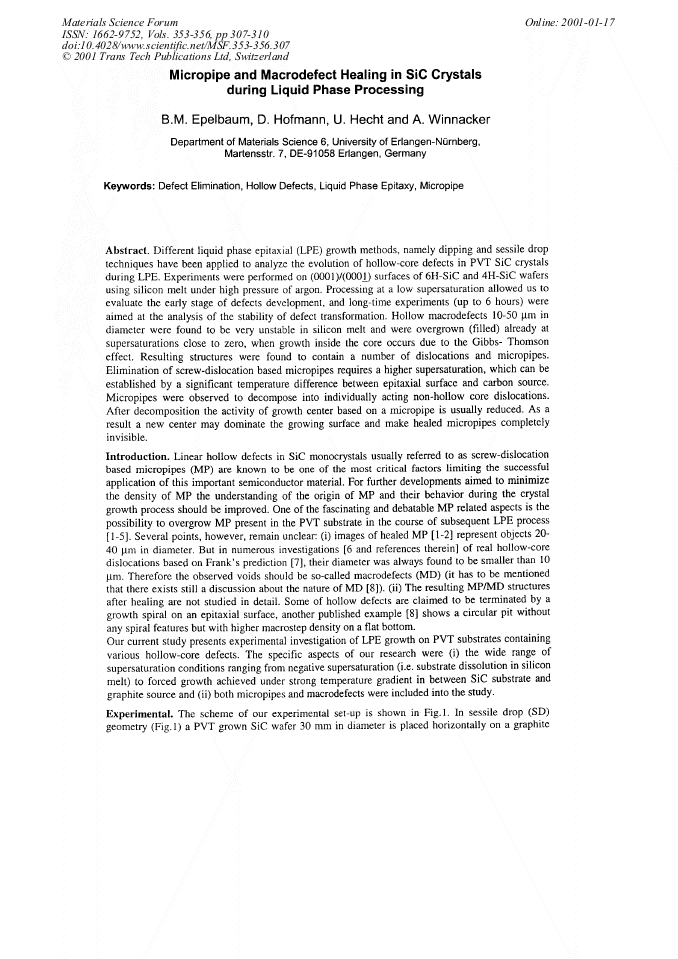 Micropipe and Macrodefect Healing in SiC Crystals during Liquid Phase ...