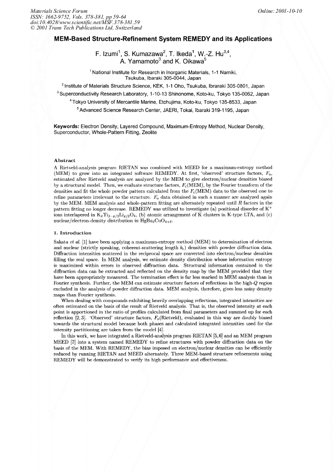 MEM-Based Structure-Refinement System REMEDY and its Applications ...