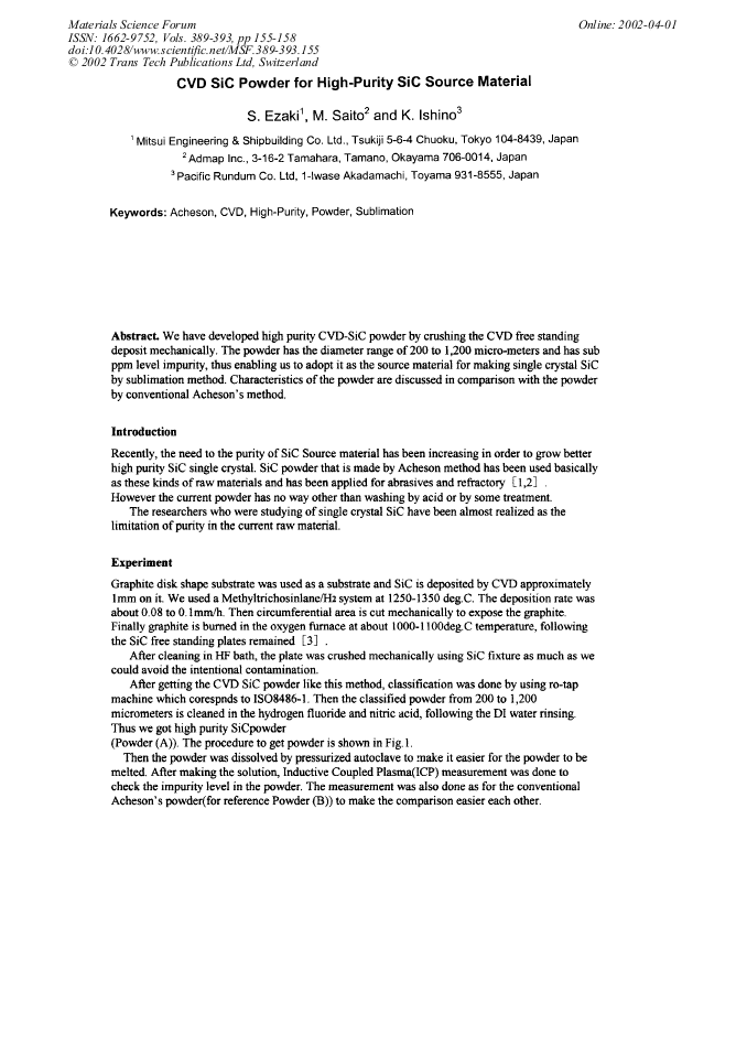 CVD SiC Powder for High-Purity SiC Source Material | Scientific.Net