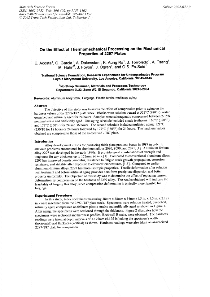 On the Effect of Thermomechanical Processing on the Mechanical ...