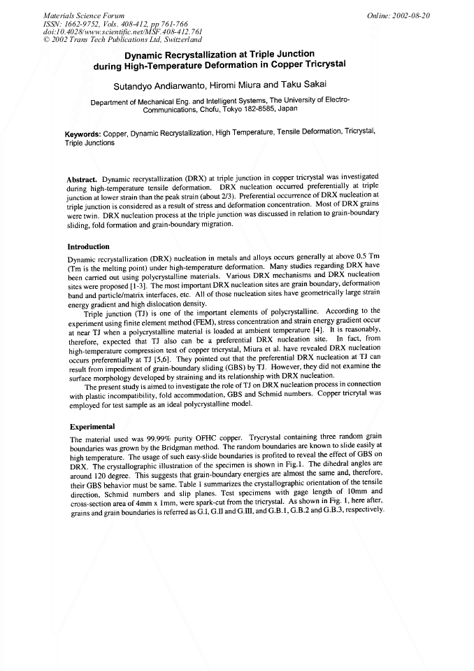 Dynamic Recrystallization at Triple Junction during High-Temperature ...