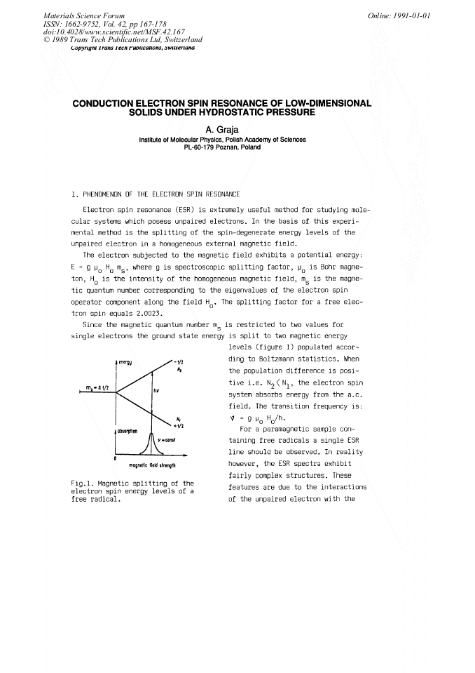 Conduction Electron Spin Resonance of Low-Dimensional Solids under ...
