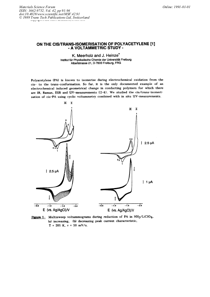 On the Cis/Trans-Isomerisation of Polyacetylene [1] - A Voltammetric ...