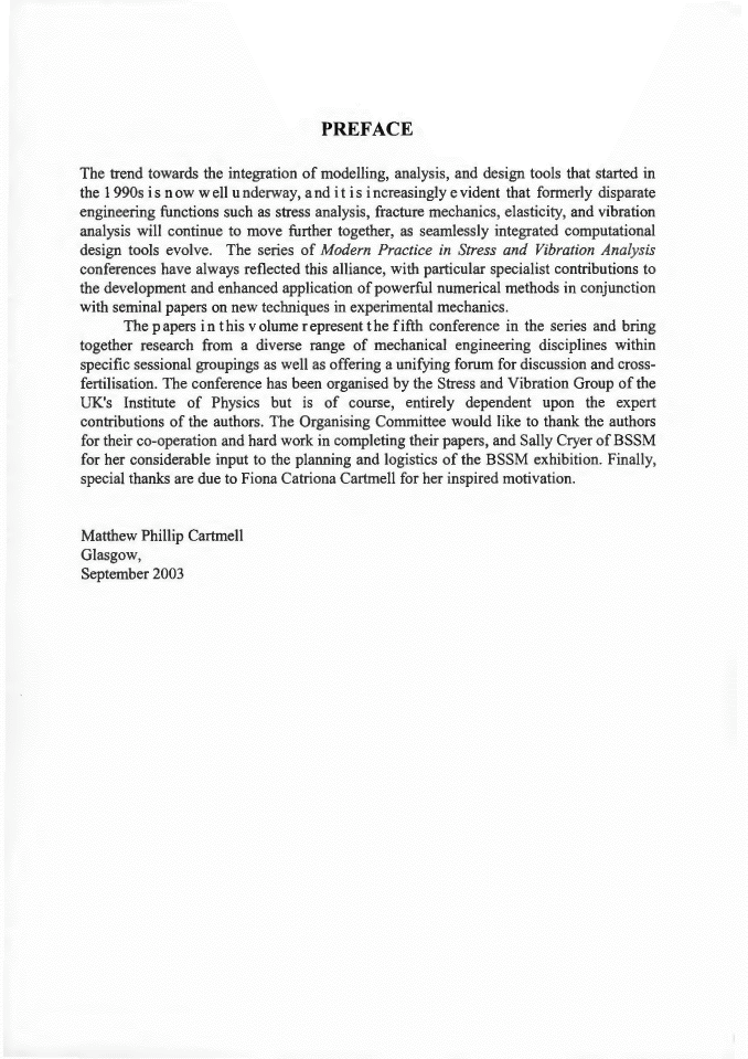 Preface | Modern Practice in Stress and Vibration Analysis | Scientific.Net