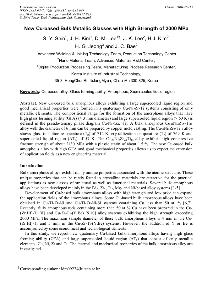New Cu-Based Bulk Metallic Glasses with High Strength of 2000 MPa ...