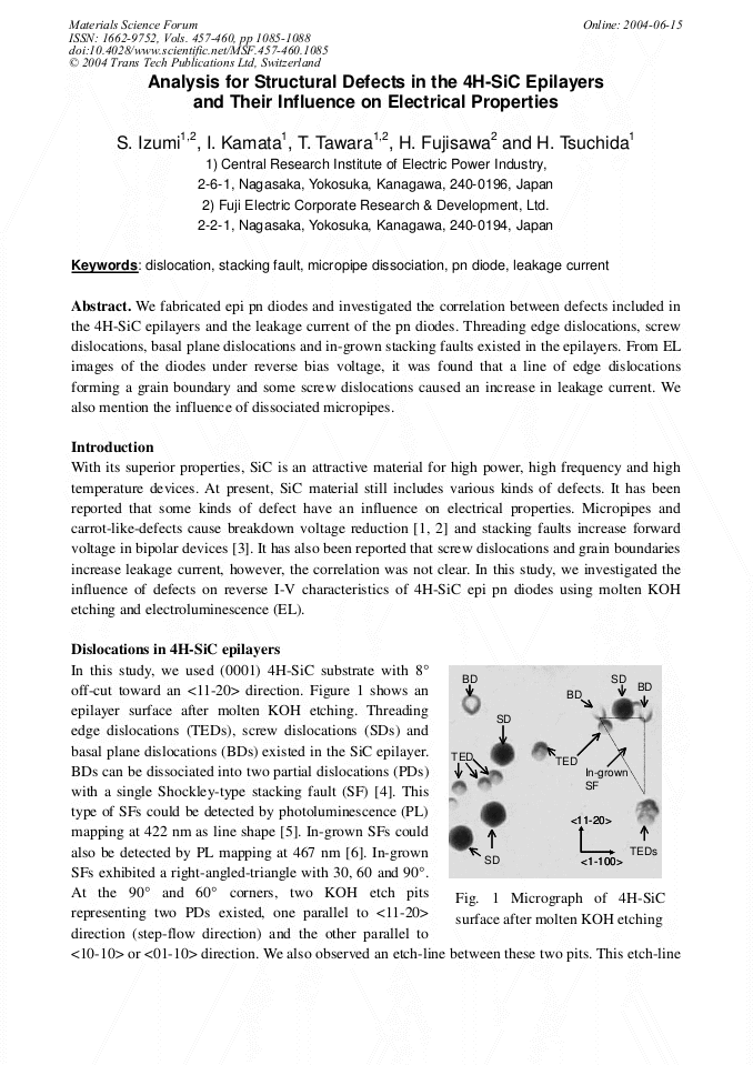 Analysis of Structural Defects in the 4H-SiC Epilayers and their ...