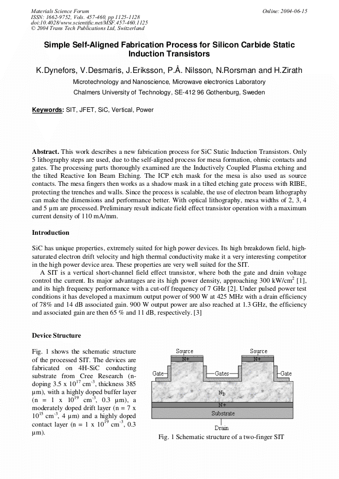 Simple Self-Aligned Fabrication Process for Silicon Carbide Static ...