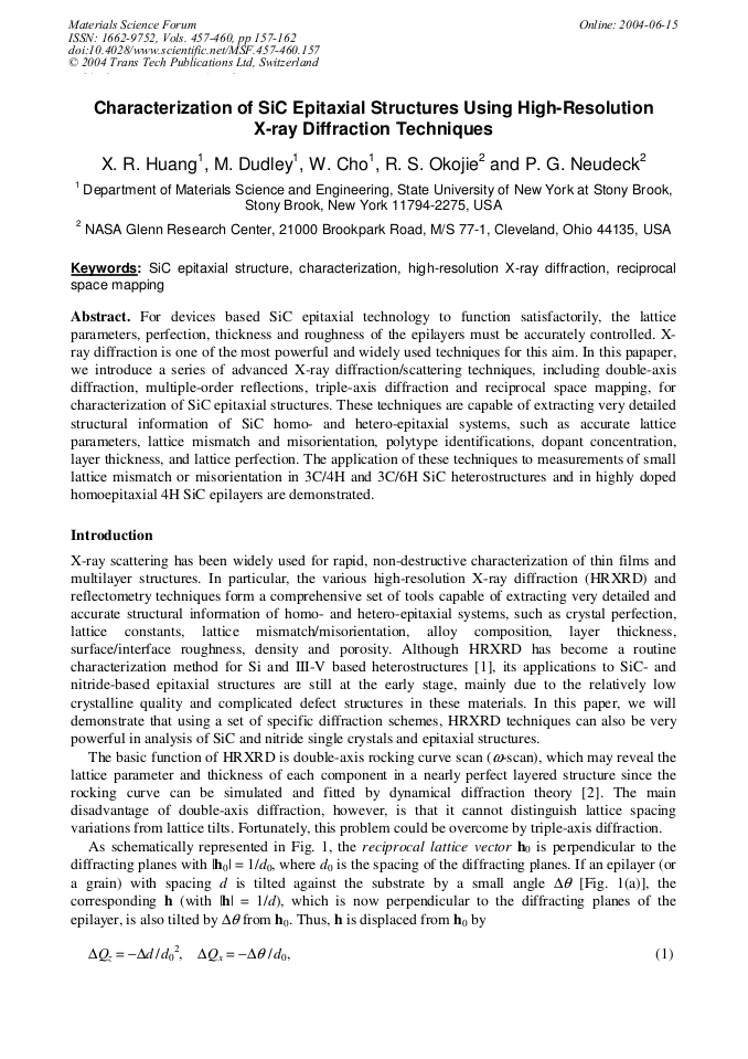 Characterization of SiC Epitaxial Structures using High-Resolution X ...