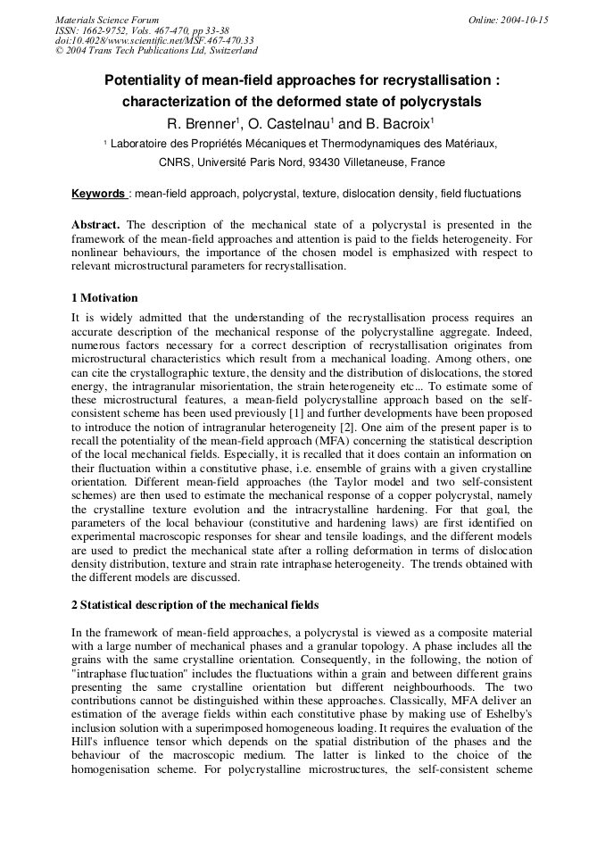 Potentiality of Mean-Field Approaches for Recrystallisation ...